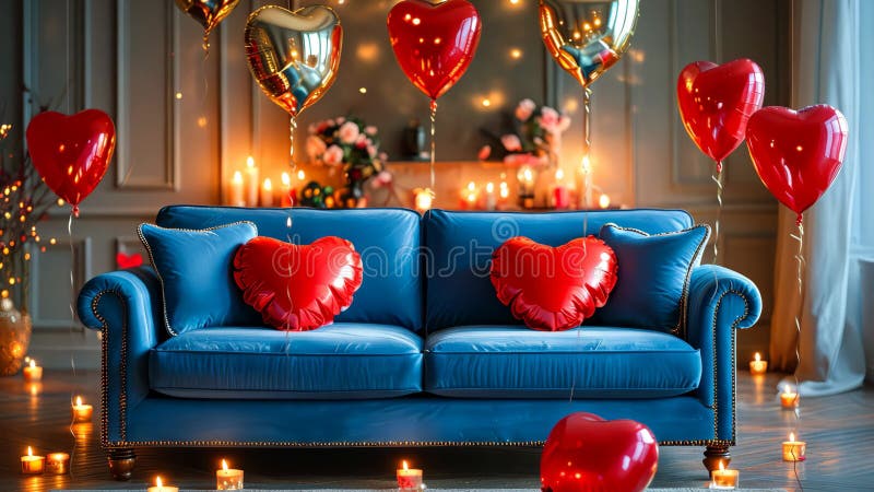 Romantic Setting with Heart-Shaped Decorations and Cozy Atmosphere for ...