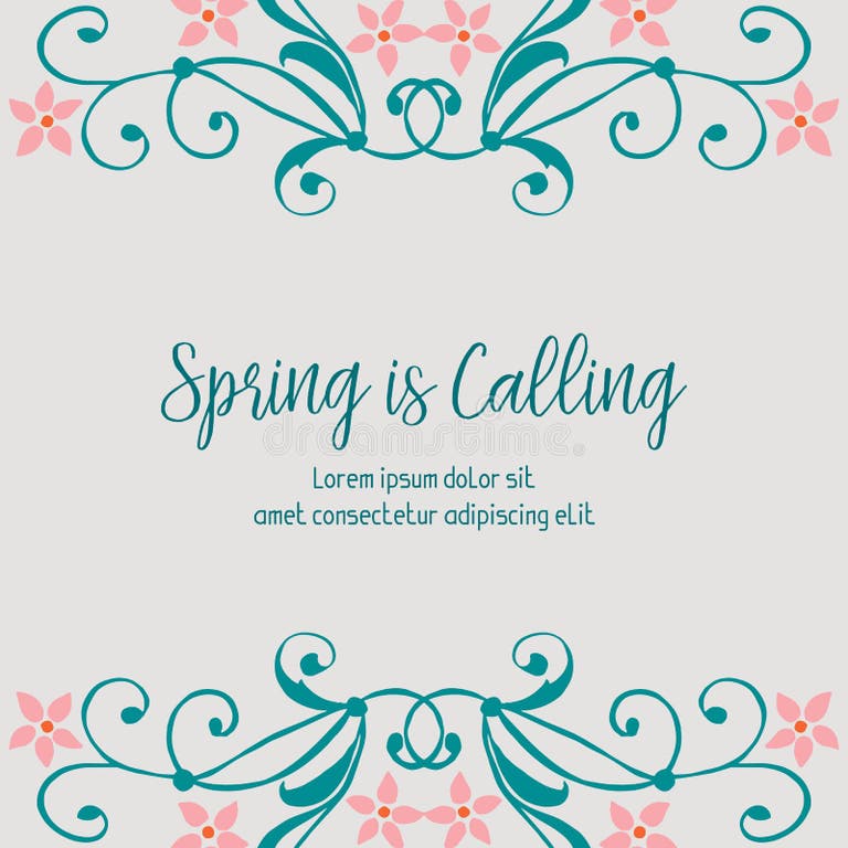 Romantic Shape of Leaf and Floral Frame, for Spring Calling Greeting ...