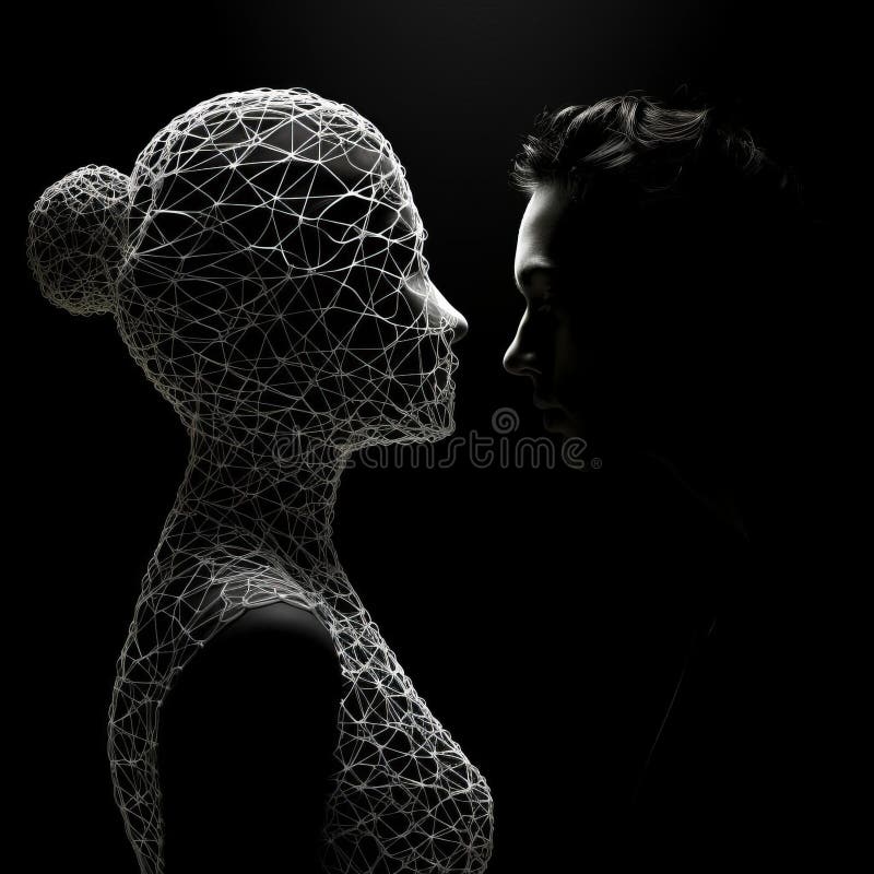 Romanticism Silhouette Profile in String Art Composition Style Stock ...