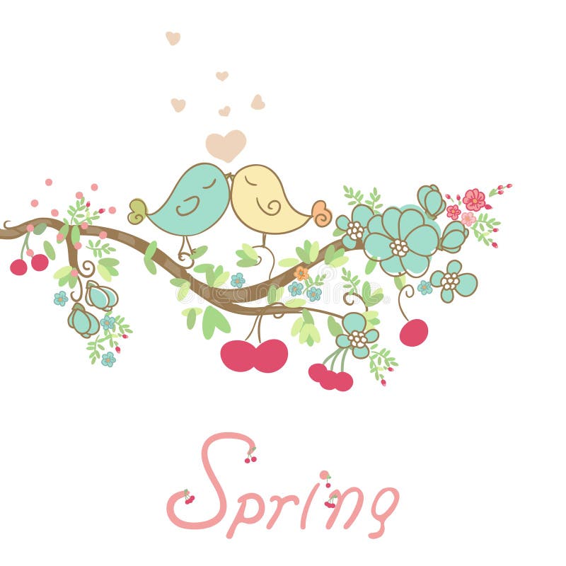 Romantic spring card stock illustration. Illustration of isolated ...