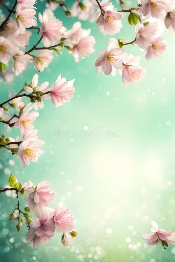 Romantic Spring Floral Frame Background - Copy Space Stock Illustration ...