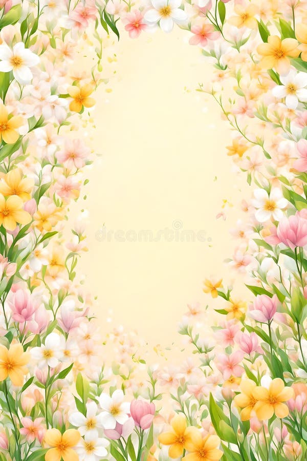 Romantic Spring Floral Frame Background - Copy Space Stock Illustration ...