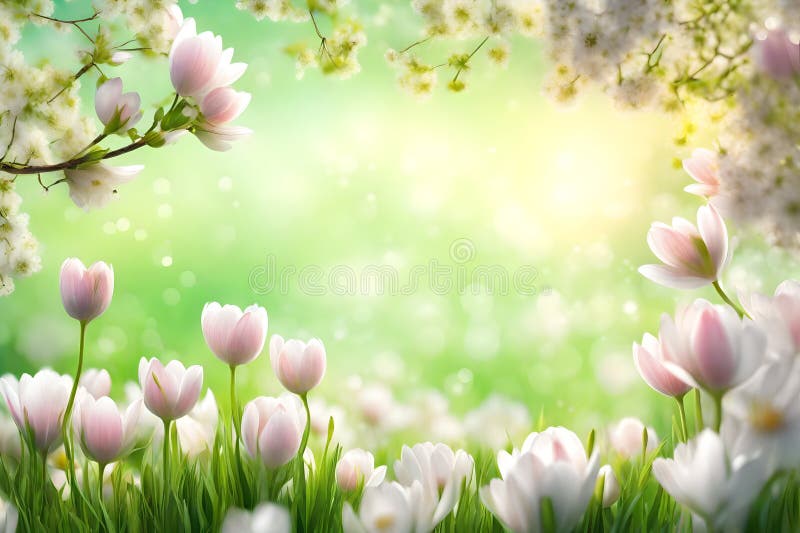 Romantic Spring Floral Frame Background - Copy Space Stock Illustration ...