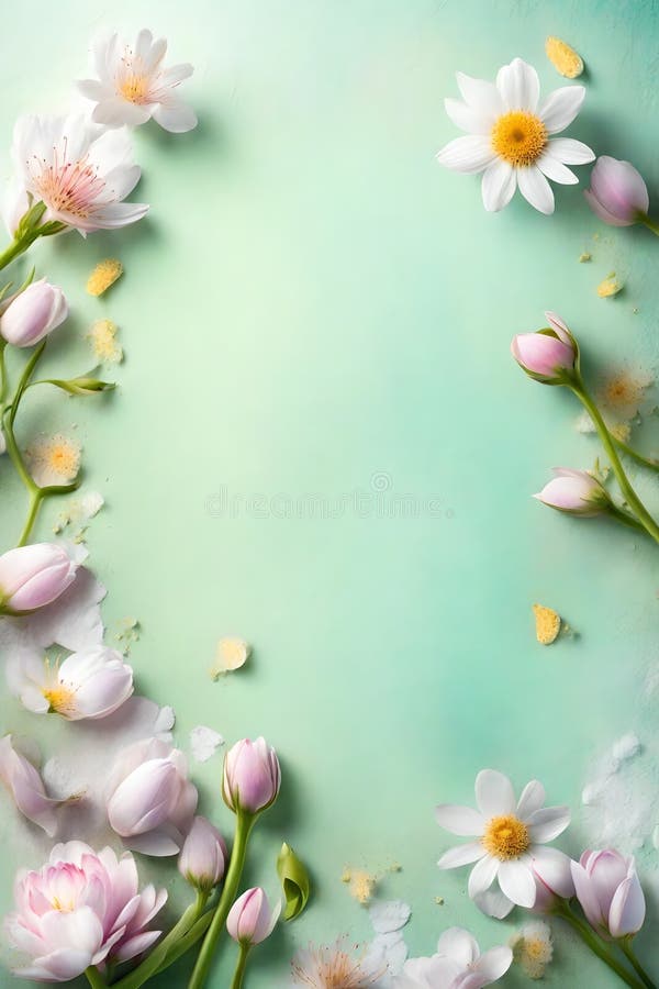 Romantic Spring Floral Frame Background - Copy Space Stock Illustration ...