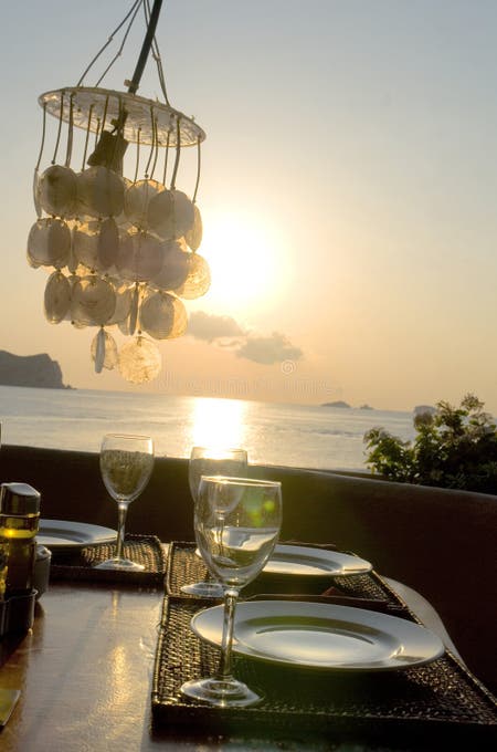 Romantic Sunset Dinner Table Stock Photo - Image of dispatch, beach ...