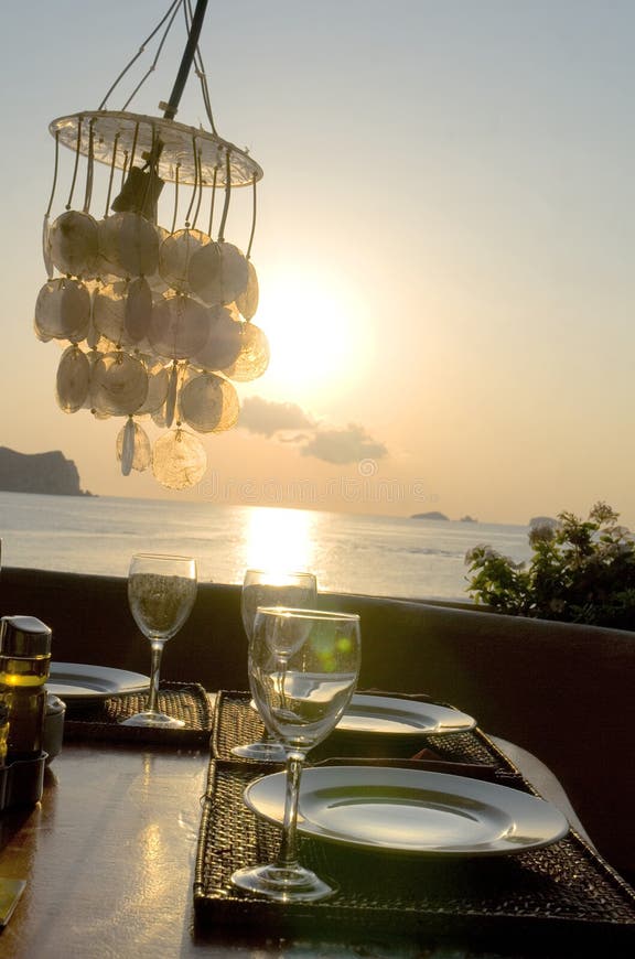 Romantic Sunset Dinner Table Stock Photo - Image of dispatch, beach ...