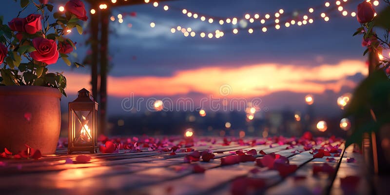 Romantic Sunset Image stock illustration. Illustration of lights ...