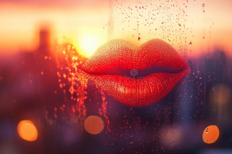 A Romantic Sunset Reflection on a RaindropFlecked Window Featuring ...