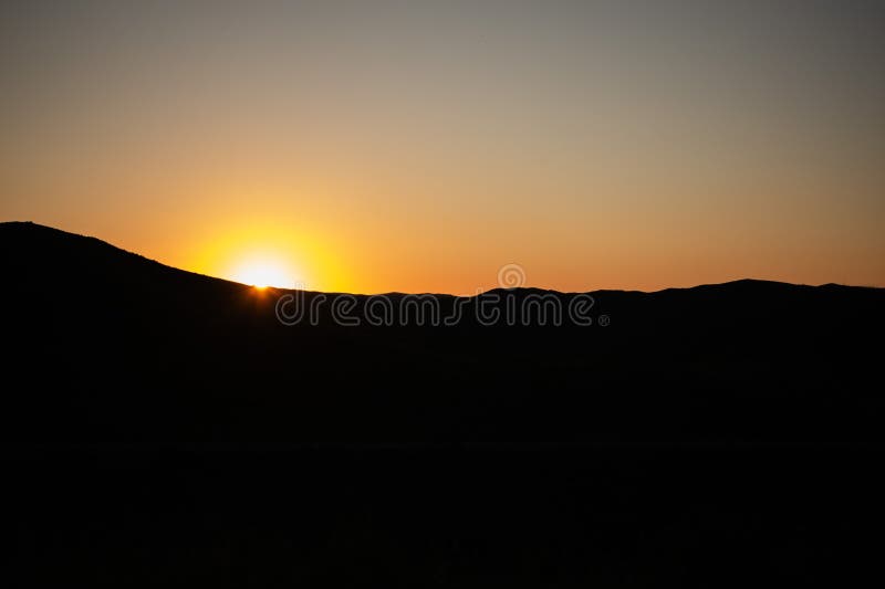 Romantic Sunset in Small Mountains when the Sun Went Behind the Hills ...