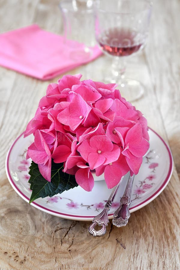 Romantic Table with Flower Hydrangea Stock Image - Image of romantic ...