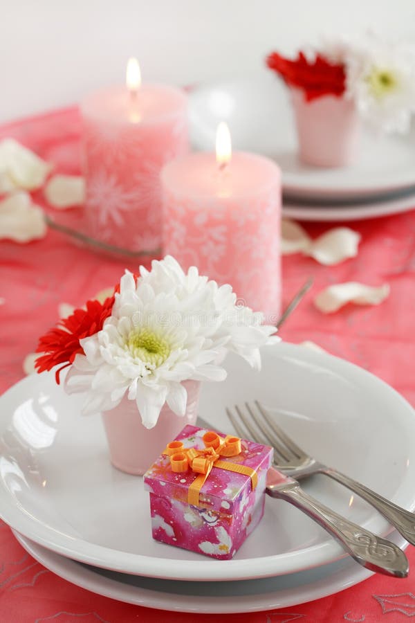 Romantic table setting stock image. Image of present, celebrate - 2531613