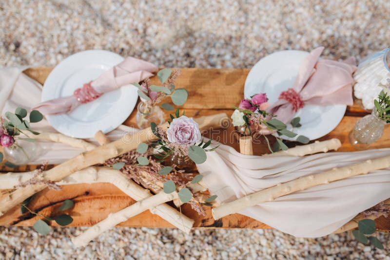 Romantic Table Setting Rustic Style Stock Photo - Image of rest ...