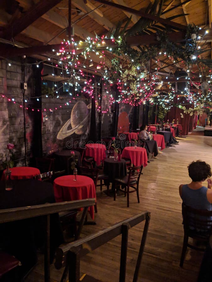 Romantic Evening Lights and Tables for Date Editorial Stock Photo ...