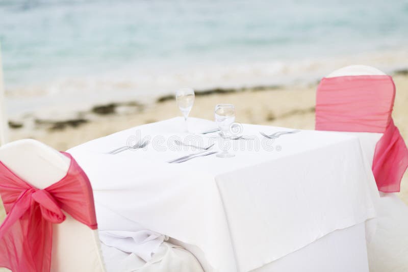 Romantic Table for Two on the Beach Stock Photo - Image of romance ...
