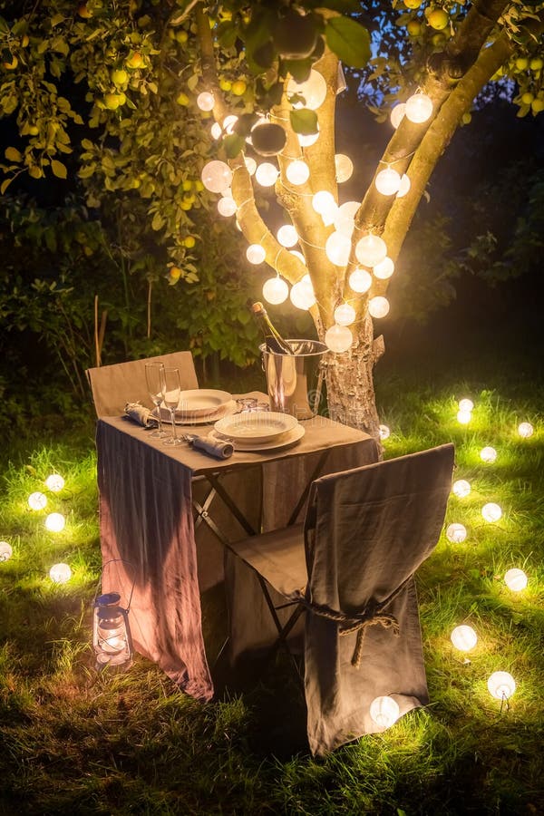 Romantic Table for Two for Perfect Date in the Evening Stock Image ...