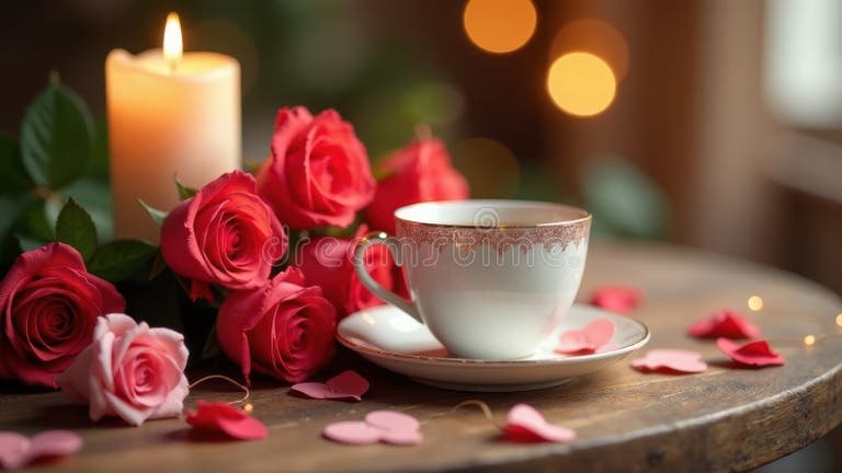 Romantic Tea and Roses a Serene Moment of Tranquility and Affection ...