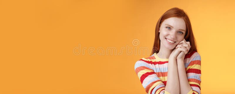 Romantic Tender Sensual Attractive Smiling Redhead Girlfriend Melting