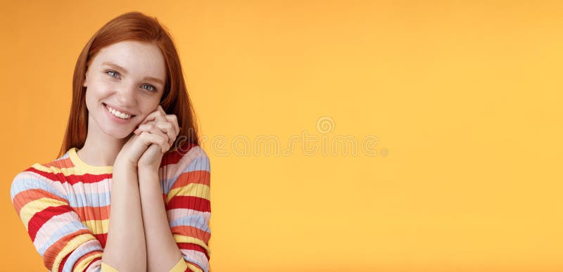 Romantic Tender Sensual Attractive Smiling Redhead Girlfriend Melting