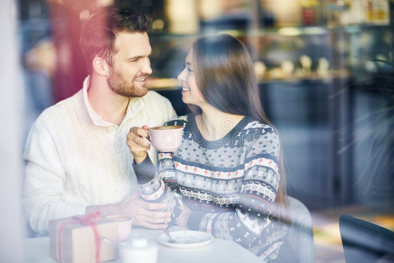 Romantic time in cafe stock photo. Image of attraction - 63144874
