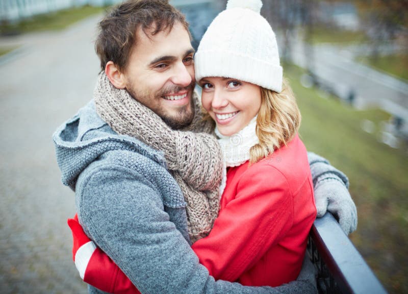 Romantic time stock photo. Image of happy, gloved, hugging - 56188090