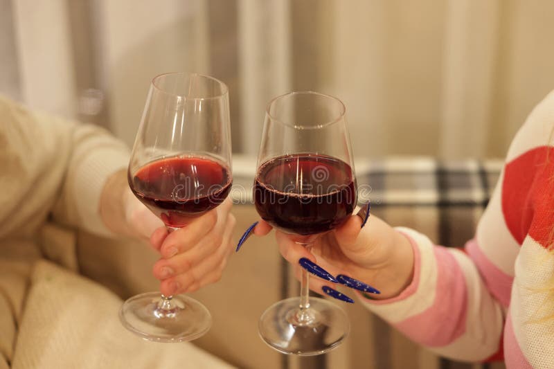 Romantic Toast with Red Wine Stock Image - Image of fine, special ...