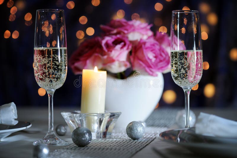 Romantic Toast in Restaurant Stock Image - Image of dinner, glasses ...