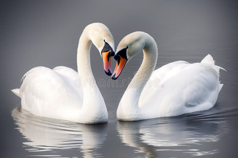 Romantic Two Swans, Symbol of Love Stock Illustration - Illustration of ...