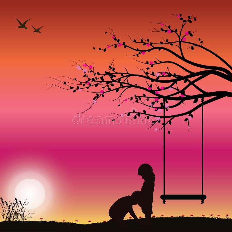 Romantic Under the Tree, Vector Illustrations Stock Vector ...