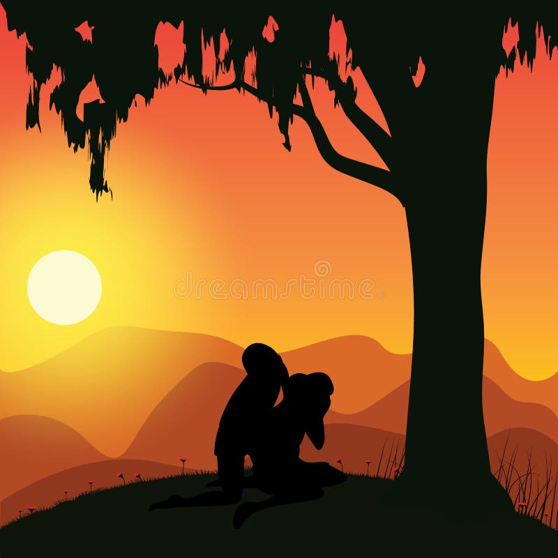 Romantic Under the Tree, Vector Illustrations Stock Vector ...