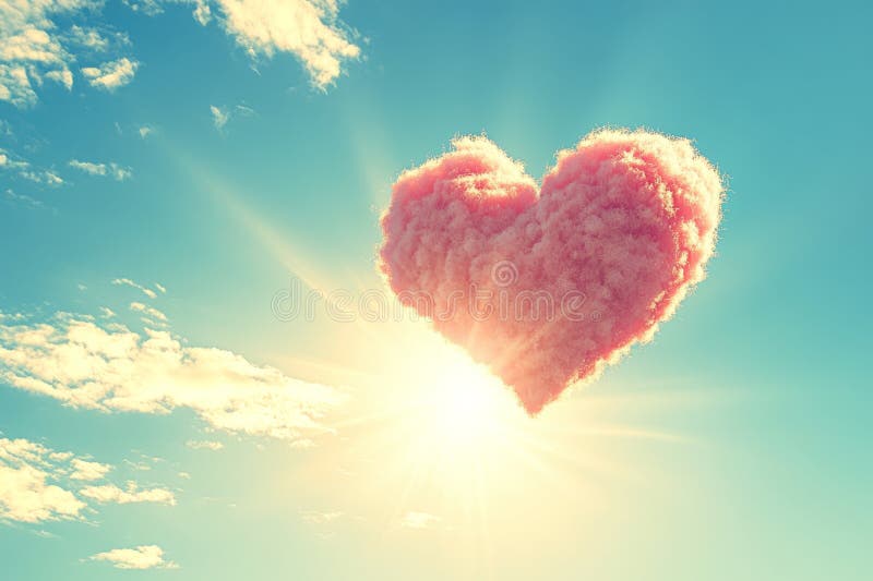 A Romantic Valentine Heart Made of Glowing Clouds and Celestial Light ...