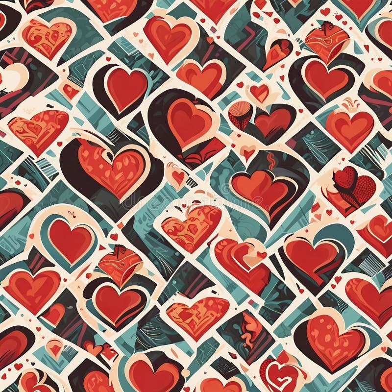 Romantic Valentine Love Heart Pattern Background Stock Illustration ...