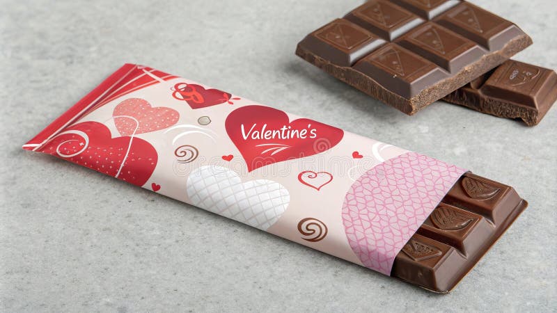 Romantic Valentine S Chocolate Bar with Decorative Heart-themed Wrapper ...