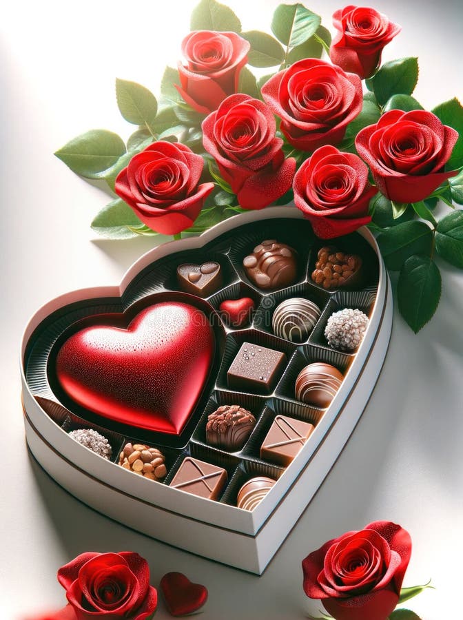 Romantic Valentine S Day Composition with Red Roses and Heart-Shaped ...