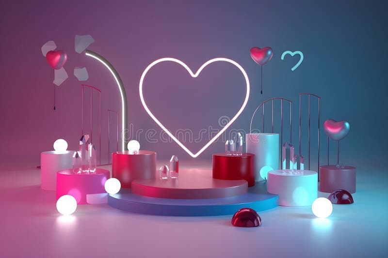 Romantic Valentine S Day Scene with a Love Display Stock Illustration ...