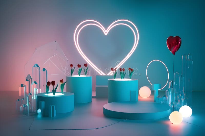 Romantic Valentine S Day Scene with a Love Display Stock Illustration ...