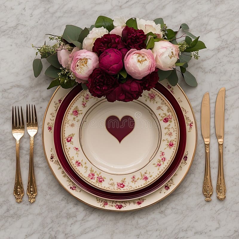 Romantic Valentine S Day Table Setting Stock Image - Image of rose ...