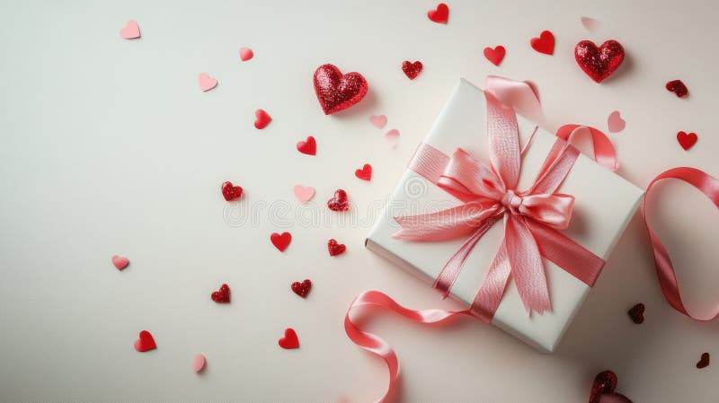 Romantic Valentine S Gift Box with Bow and Confetti, Festive and ...