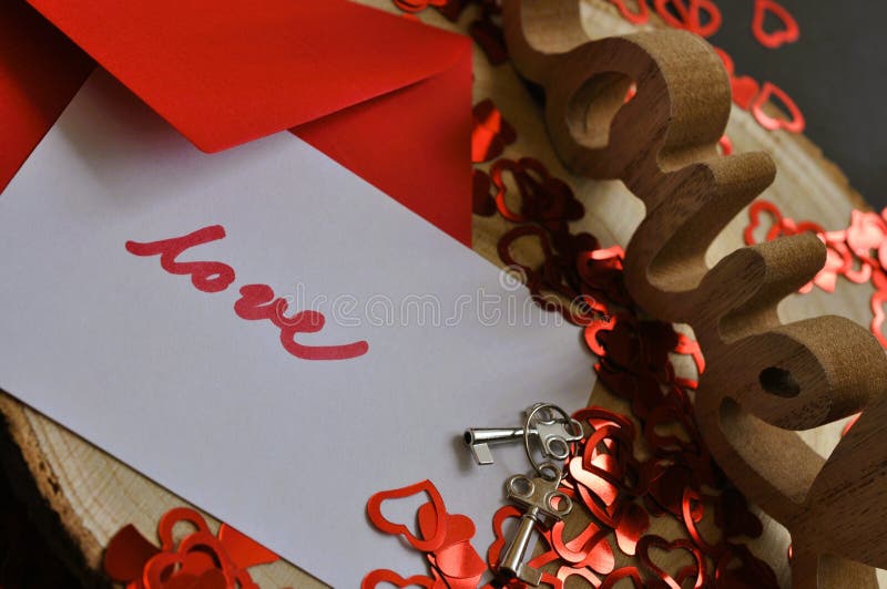 Love Write Next To Envelope and Keys Stock Image - Image of design ...