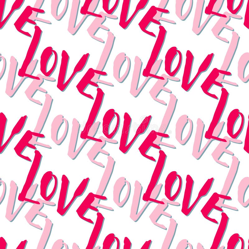 Romantic Lettering Wallpaper. Cute Hand Drawn Text Background with Love ...