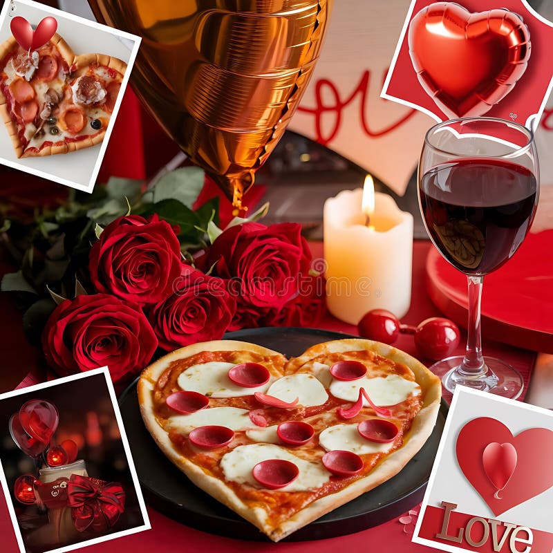 Romantic Valentines Day Photo Collage Layouts Stock Illustration ...