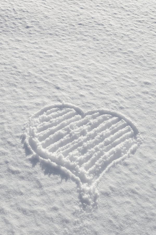 Romantic Valentines Heart Drawn on the Snow Love Stock Image - Image of ...