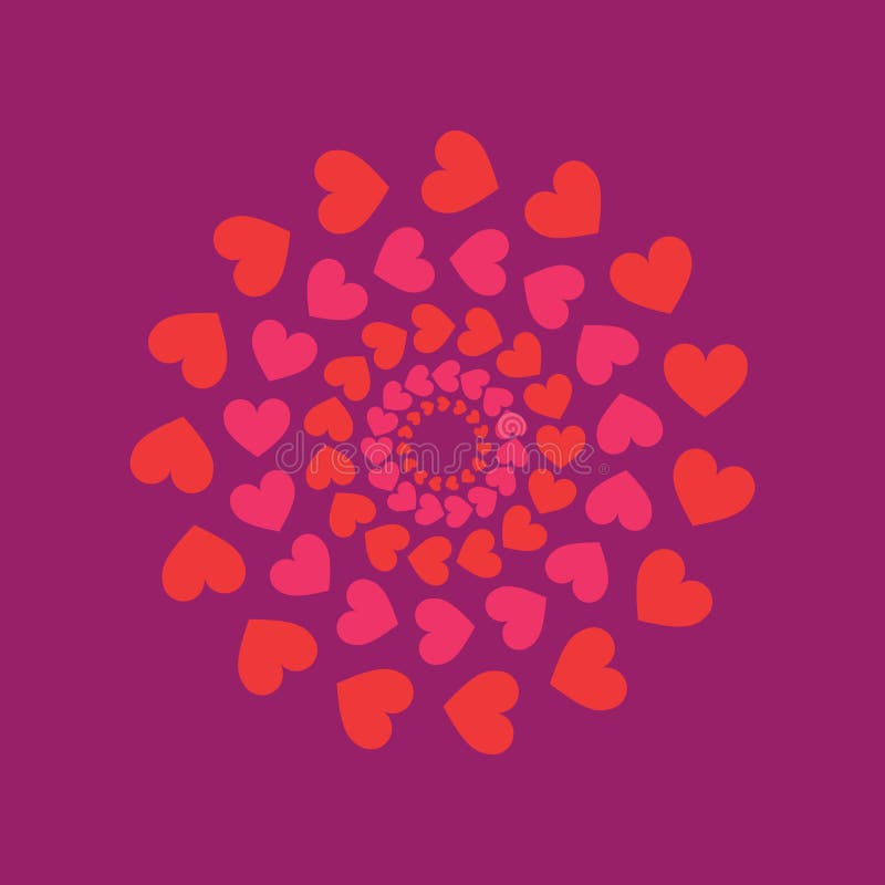 Romantic Vector Element of Red and Pink Rows of Heart Shapes Stock ...