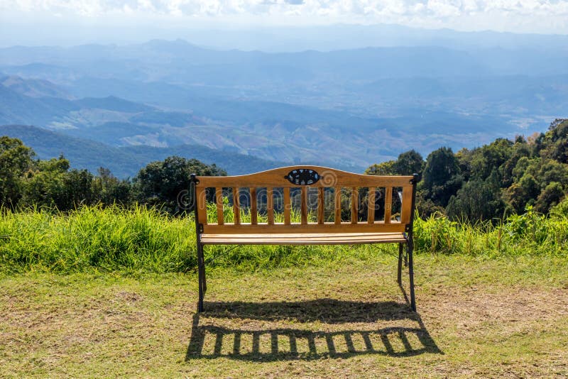 View of the sea and bench stock image. Image of summer - 138039581