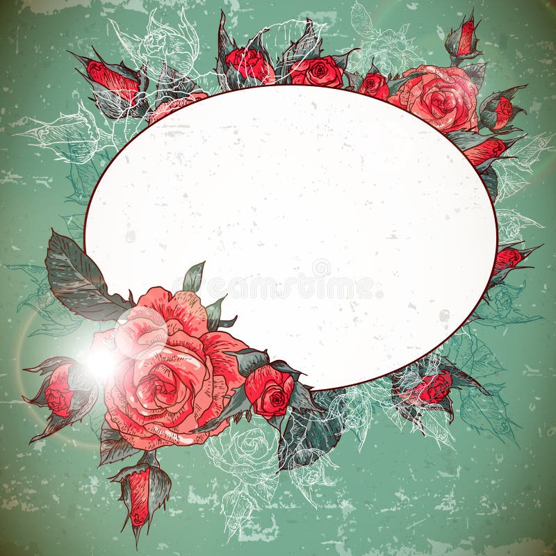 Romantic Vintage Rose Frame Stock Vector - Illustration of element ...