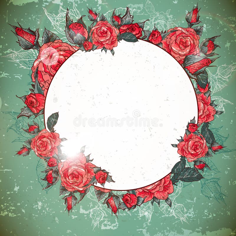 Romantic Vintage Rose Frame Stock Vector - Illustration of element ...
