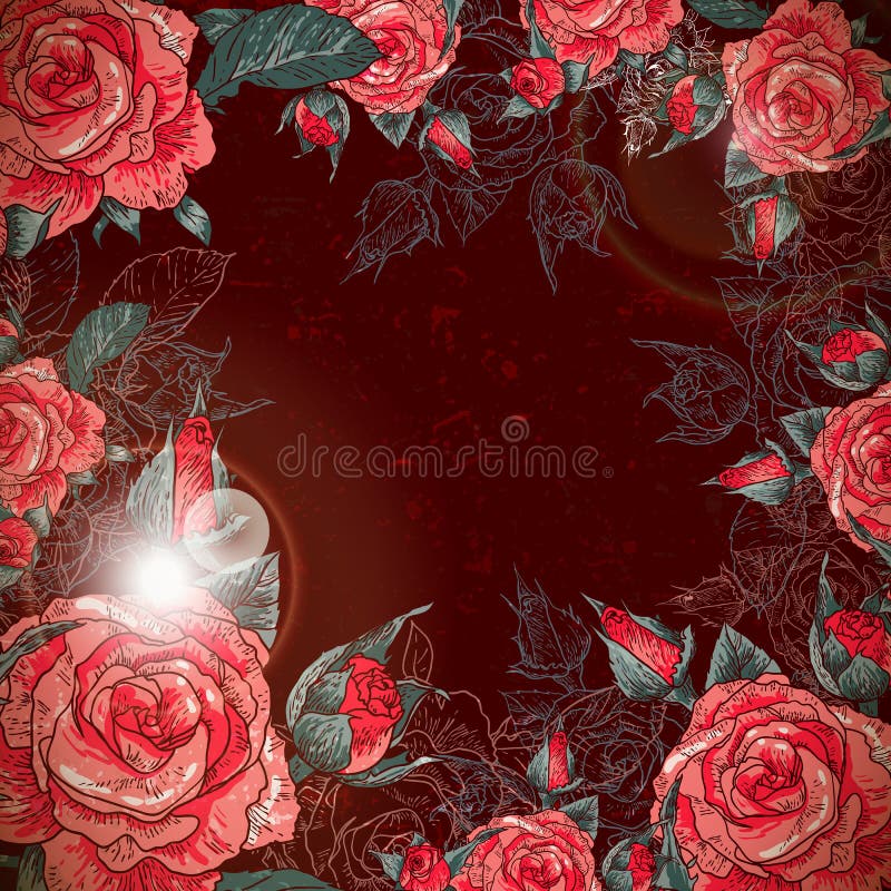 Romantic Vintage Rose Frame Stock Vector - Illustration of grunge ...