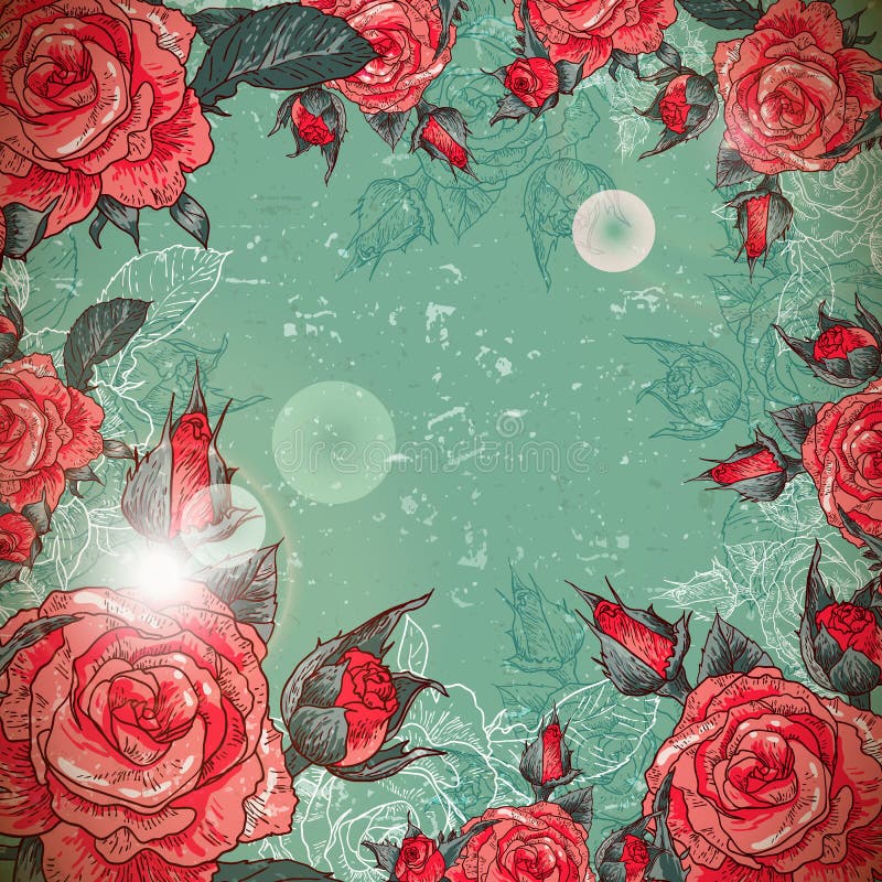 Romantic Vintage Rose Frame Stock Vector - Illustration of grunge ...