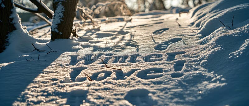 A Romantic Walk in the Snow with Footprints Forming the Words Winter ...