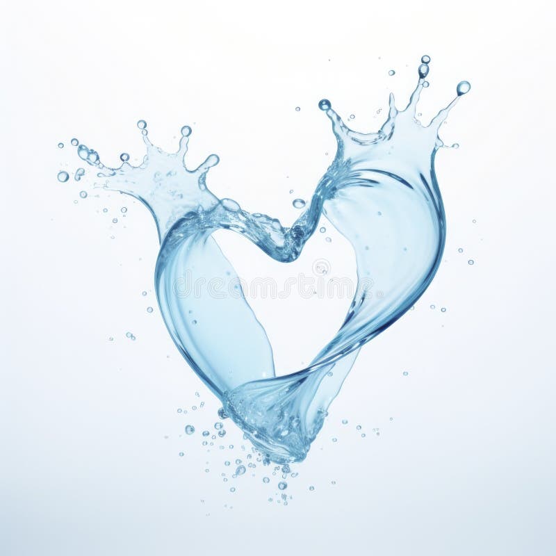Romantic Water Splash Flowing in Heart Shape Stock Illustration ...
