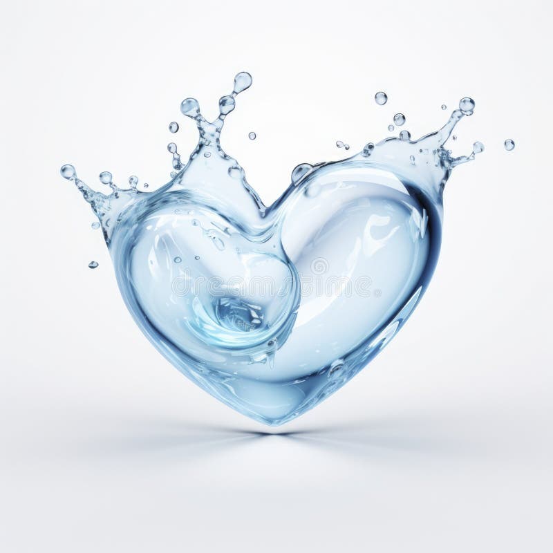 Romantic Water Splash Flowing in Heart Shape Stock Illustration ...